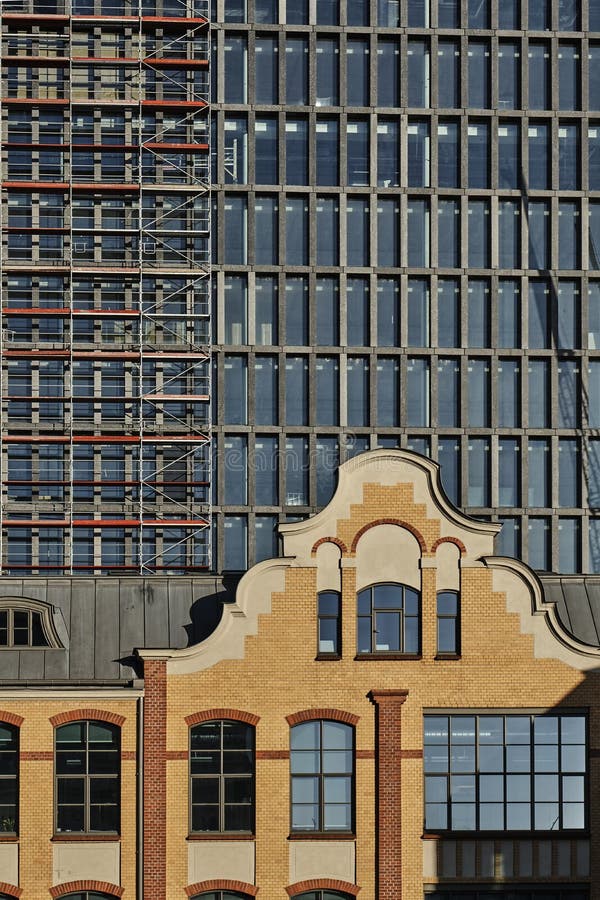 The Old Printing and Metal Structure of a Skyscraper Under Construction ...