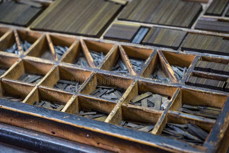 Old Printing Press, With All Types Of Typography And Accessories ...