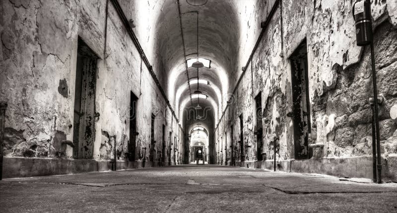 Prison Hallway with Aesthetic Elevator Stock Image - Image of design ...