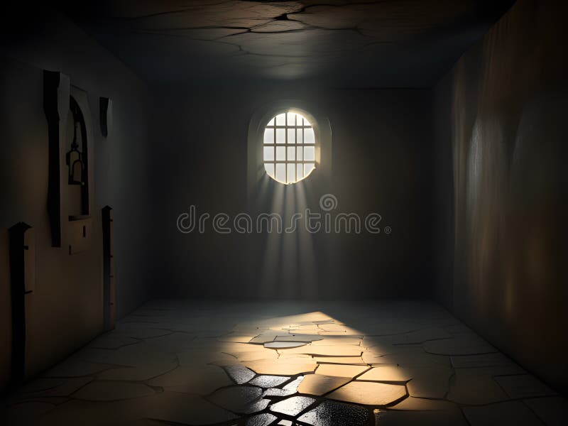 Old Prison Interior with Light and Shadow Stock Illustration ...