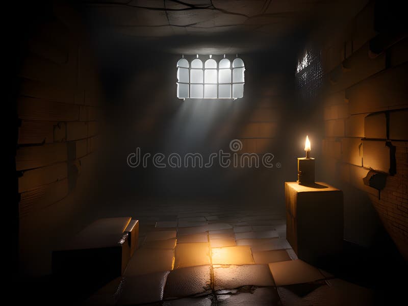 Old Prison Interior with Light and Shadow Stock Illustration ...