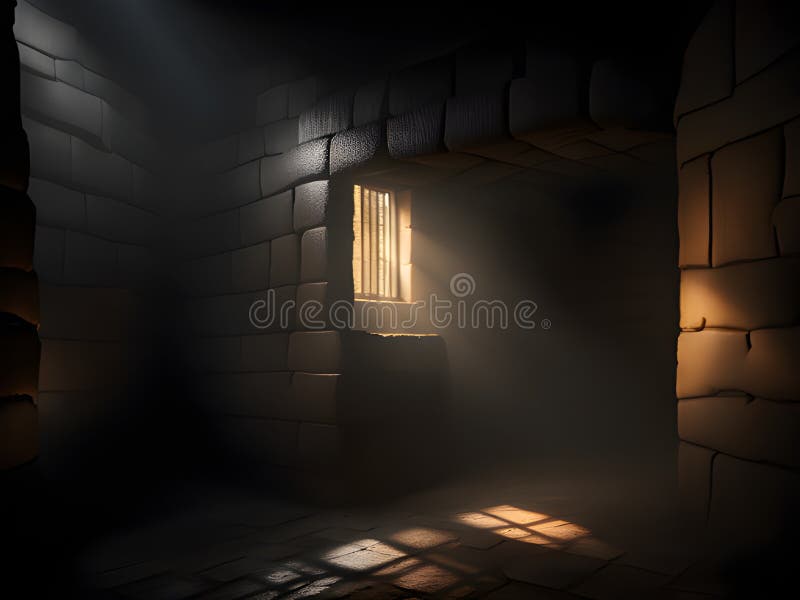 Old Prison Interior with Light and Shadow Stock Illustration ...