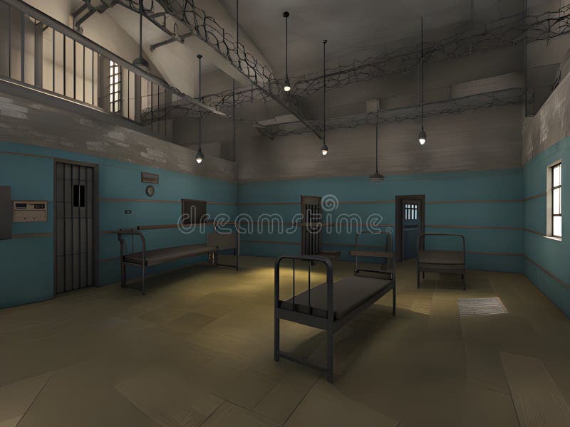 Old Prison Room in the Building Stock Illustration - Illustration of ...