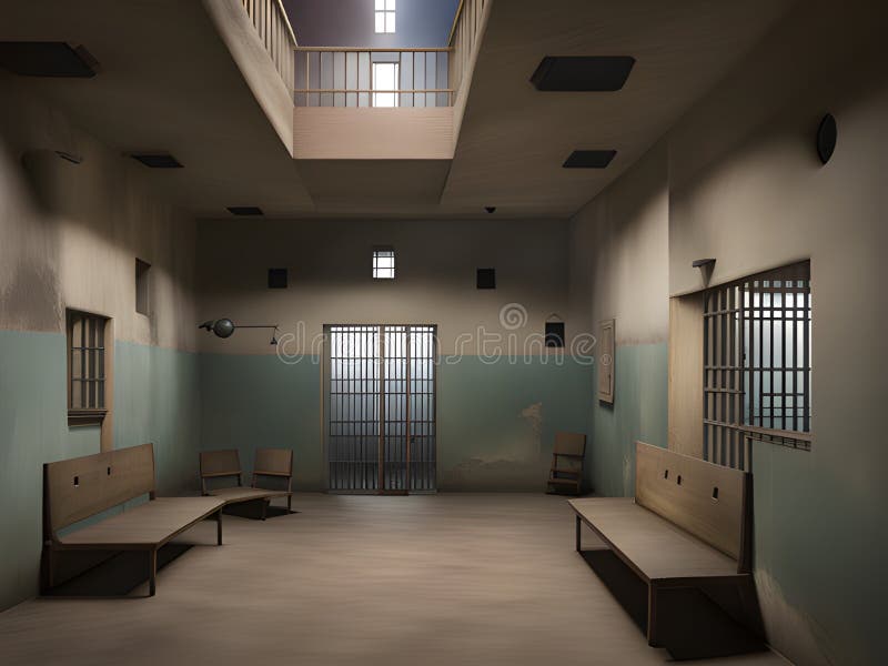 Old Prison Room in the Building Stock Illustration - Illustration of ...