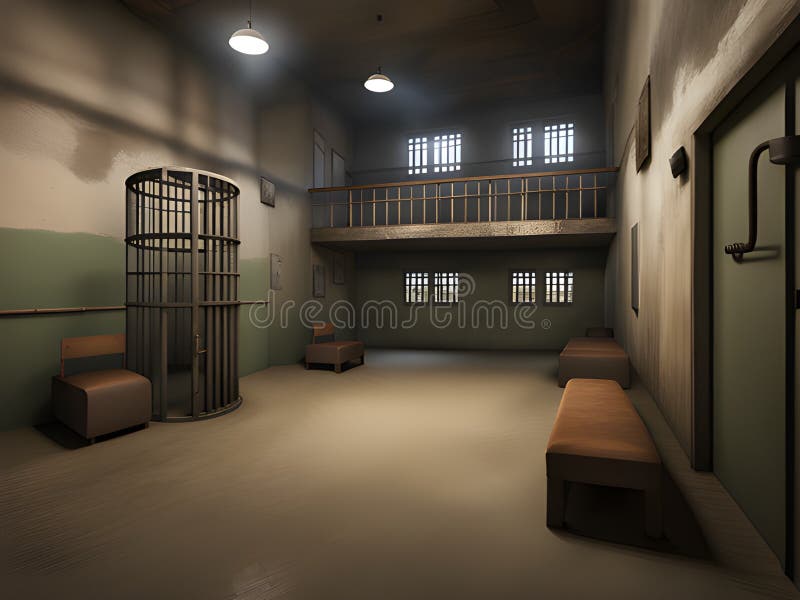Old Prison Room in the Building Stock Illustration - Illustration of ...