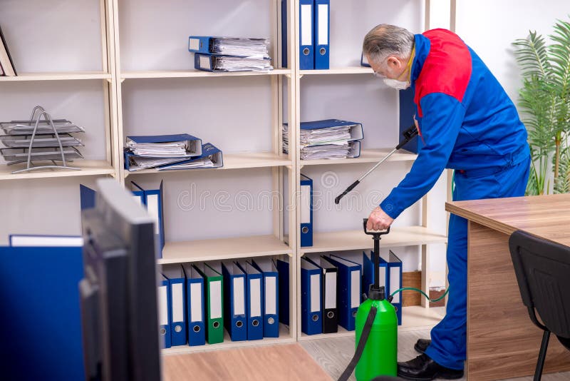 The Professional Contractor Doing Pest Control at Office Stock Photo ...