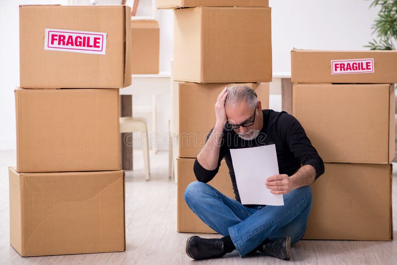 Old Male Professional Mover Doing Home Relocation Stock Photo - Image ...