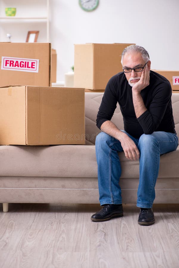 Old Male Professional Mover Doing Home Relocation Stock Photo - Image ...