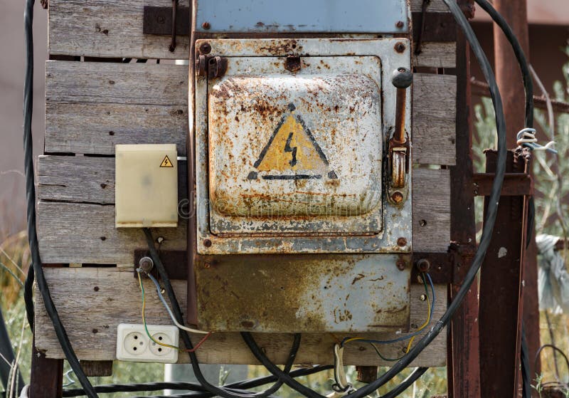 An Old Professional Switch for Electricity Stock Image - Image of metal ...