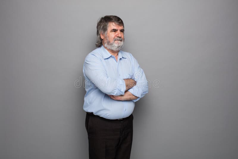 Gray Old Professor Shows a Gesture of Stock Photo - Image of jacket ...