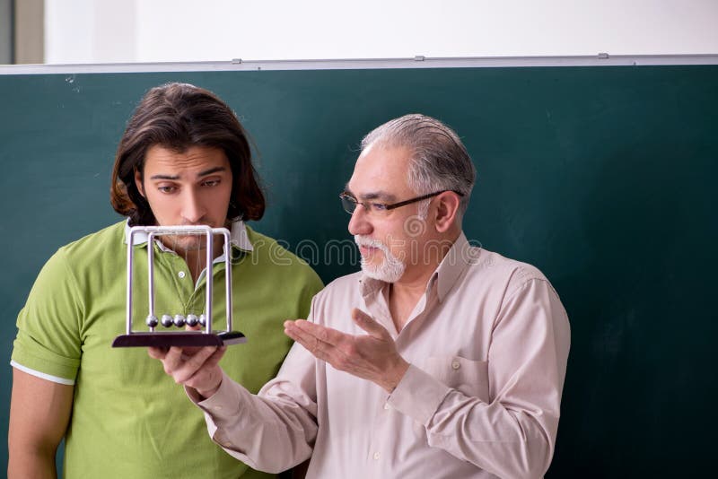 Old Professor Physicist and Young Student in the Classroom Stock Image ...