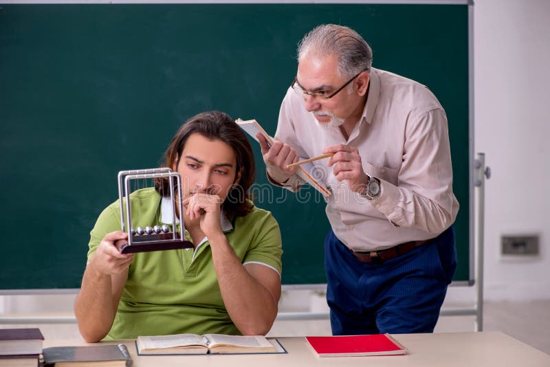 Old Professor Physicist and Young Student in the Classroom Stock Image ...