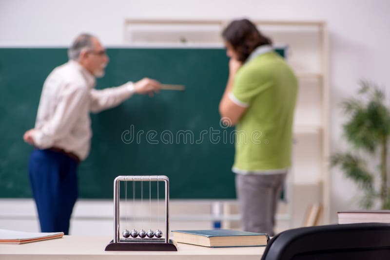 Old Professor Physicist and Young Student in the Classroom Stock Image ...