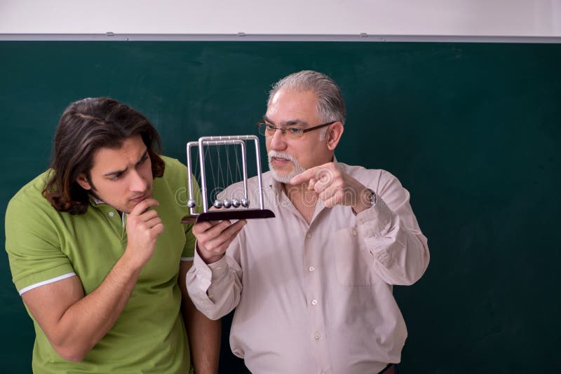 Old Professor Physicist and Young Student in the Classroom Stock Image ...