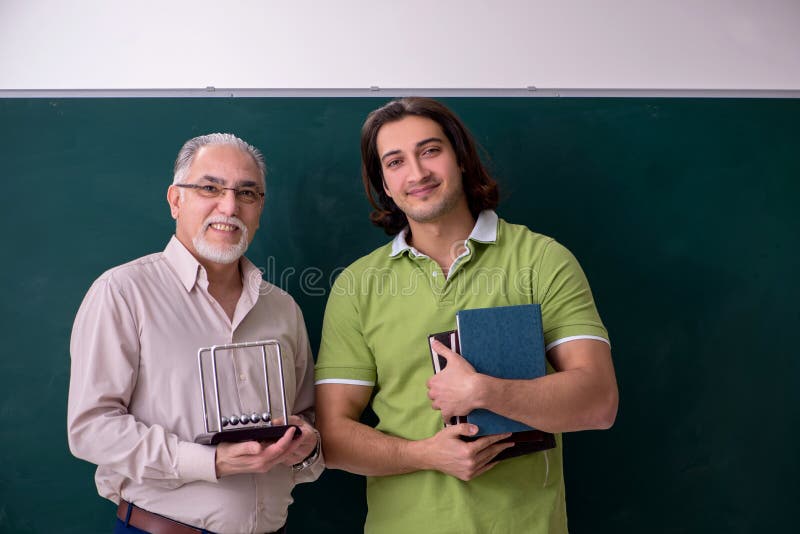 Old Professor Physicist and Young Student in the Classroom Stock Photo ...