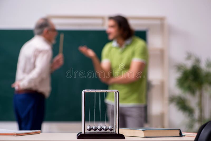 Old Professor Physicist and Young Student in the Classroom Stock Photo ...