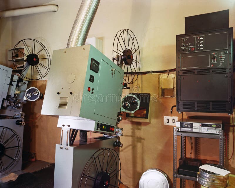 Old Projector Room in a Cinema Stock Photo - Image of tape ...