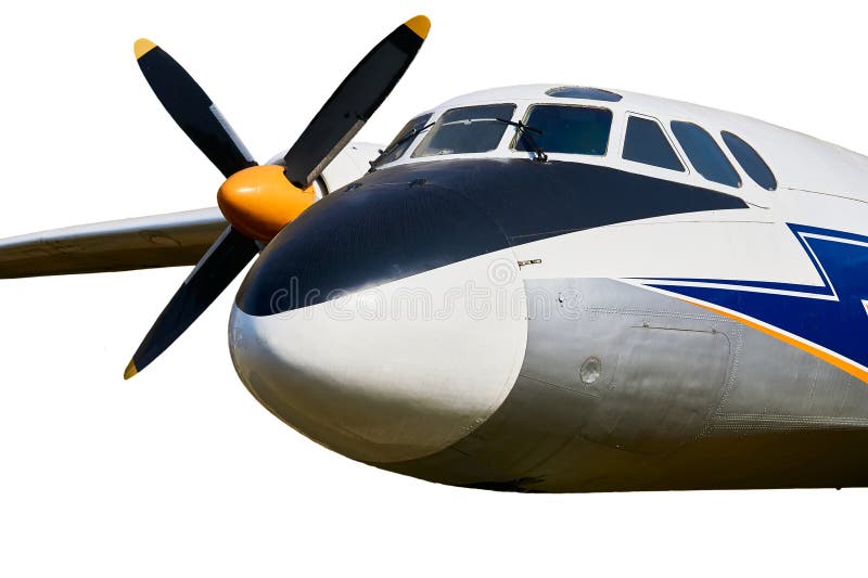 Old Propeller Driven Passenger Plane on White Stock Image - Image of ...