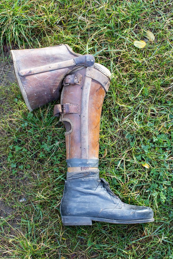 Old Prosthetic Leg Laying on Grass Stock Photo - Image of artificial ...