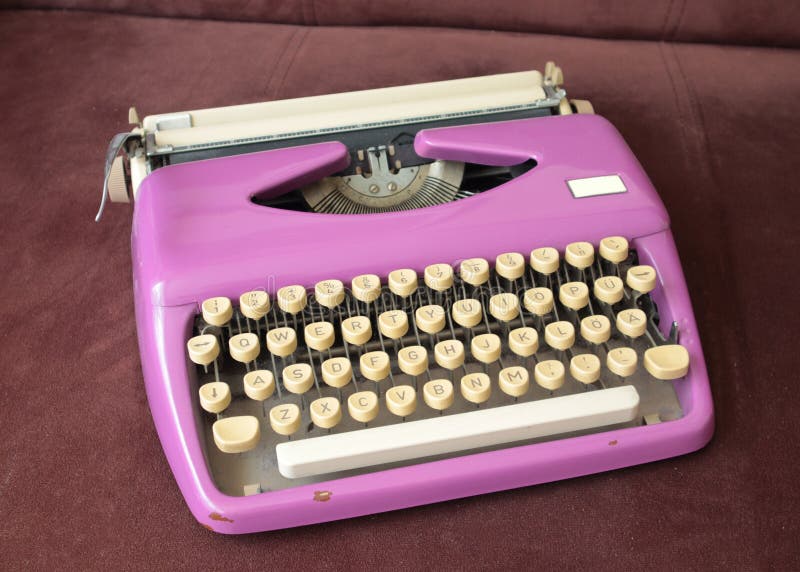 Old purple key typewriter stock photo. Image of typing - 250079910