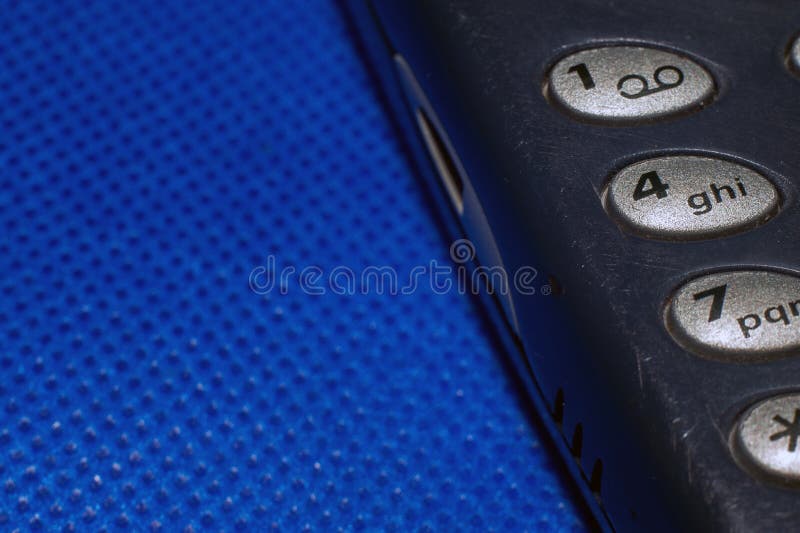 Old Push-button Cell Phone on Blue Background Stock Photo - Image of ...