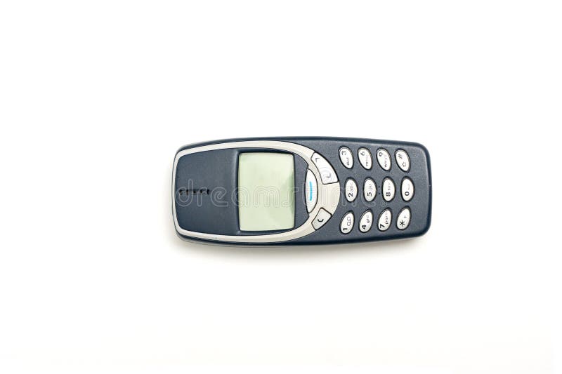 Old Push Button Mobile Phone Green Screen Isolated White Background ...