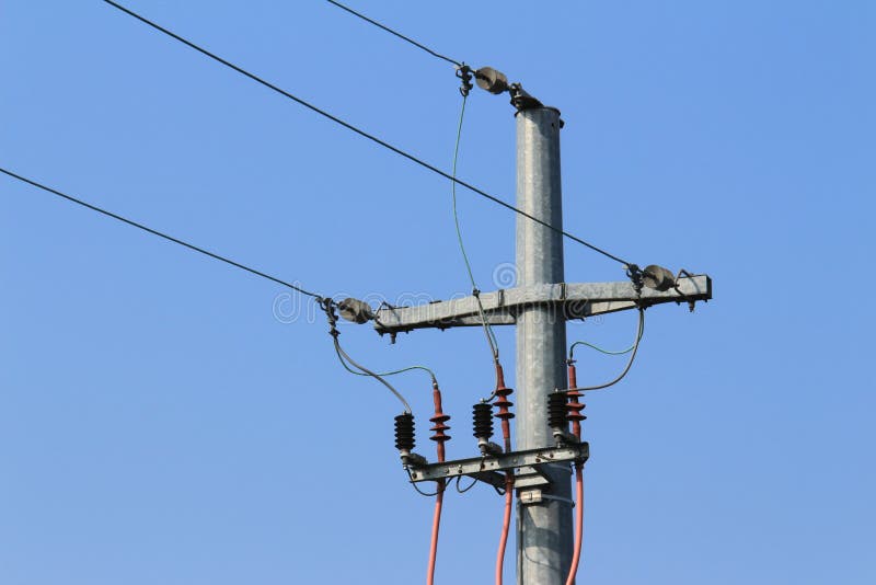 Old Pylon Power of High Tension Stock Image - Image of industry, metal ...
