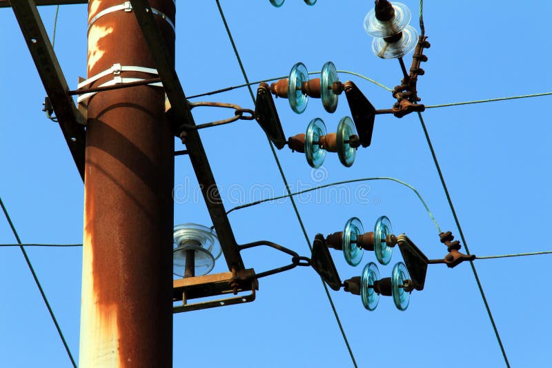 Old Pylon Power of High Tension Stock Image - Image of industrial ...