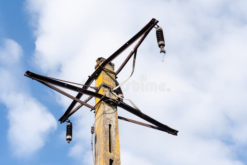 Old pylon stock image. Image of cable, lines, high, communication ...