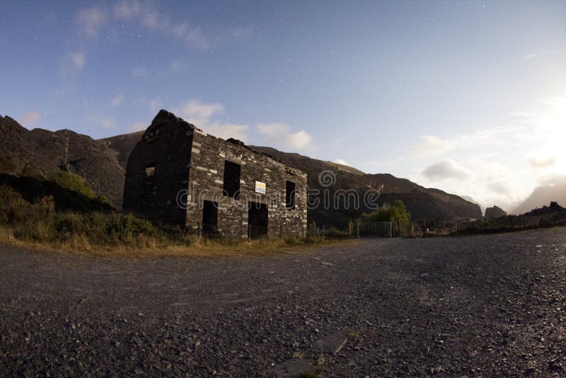 Old Quarry Building at Night Stock Photo - Image of history, abandoned ...
