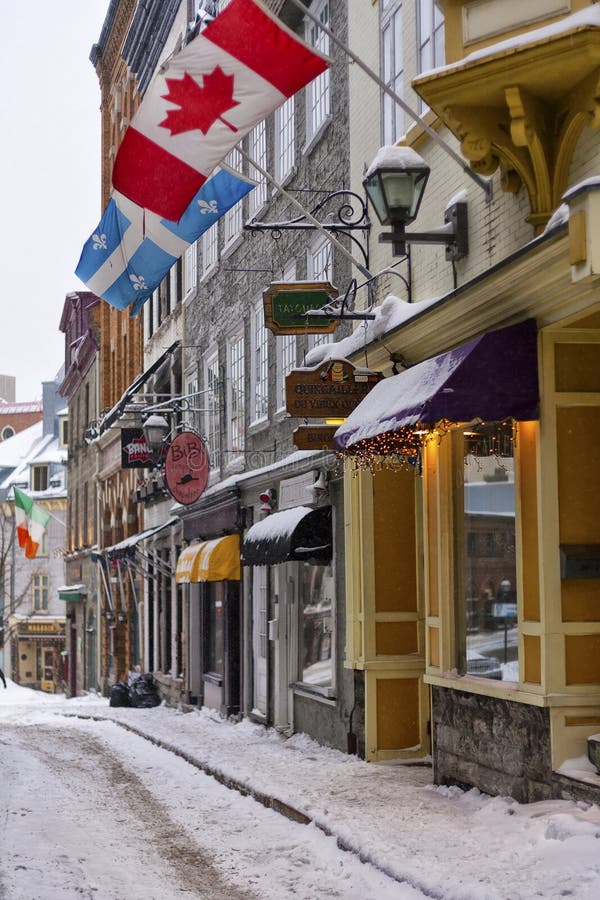 Blizzard in Old Quebec City Editorial Stock Photo - Image of historic ...