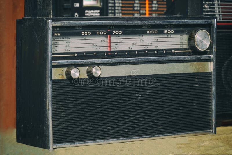 Old Radio with Analog Dial Scale Stock Image - Image of broadcast ...