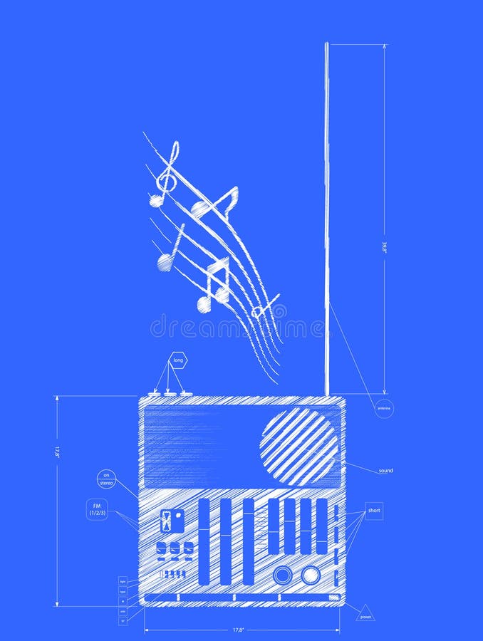 Old Radio Blueprint Drawing Stock Vector - Illustration of object ...