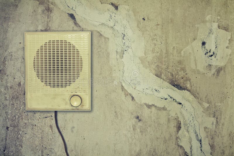 Old radio hanging on wall stock image. Image of retro - 57608773