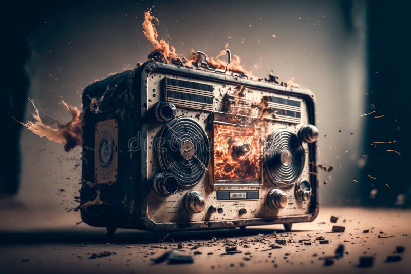 An Old Radio Exploding with Fire and Sparks, Generative AI Stock ... An Old Radio Exploding with Fire and Sparks, Generative AI Stock ...