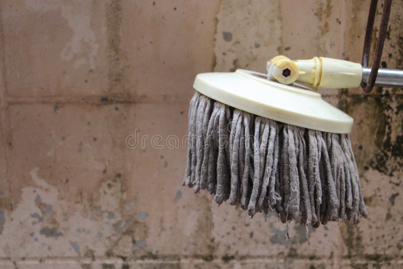Dirty Mop beside the Old Wall Stock Photo - Image of canvas, brush ...