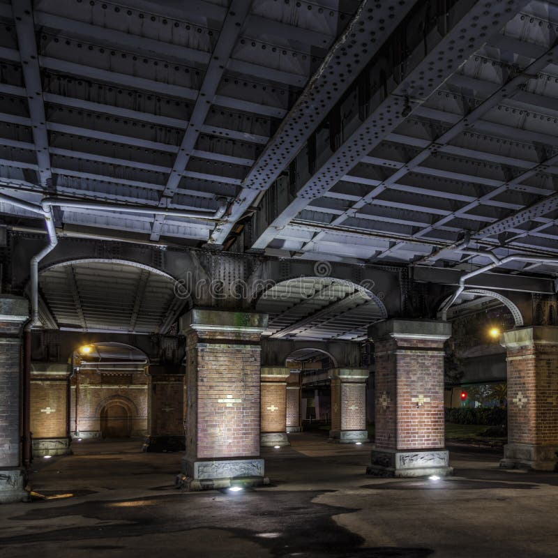 Old Rail Bridge at Night stock image. Image of stone - 28097003