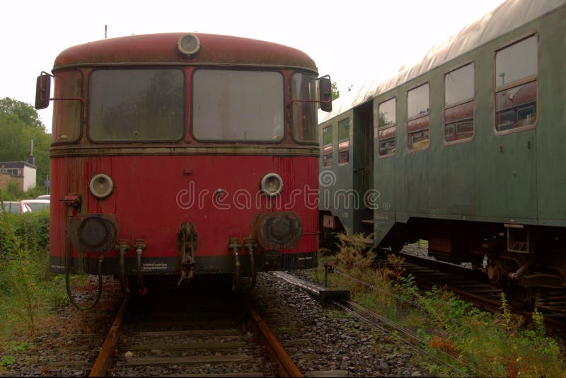 Old rail bus on the siding stock photo. Image of railroad - 194412056
