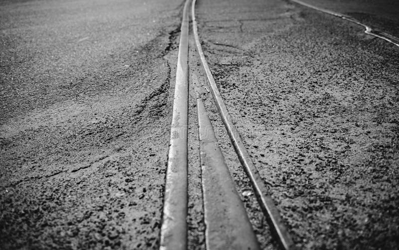 Old rail lines stock image. Image of road, tram, pavement - 145544257