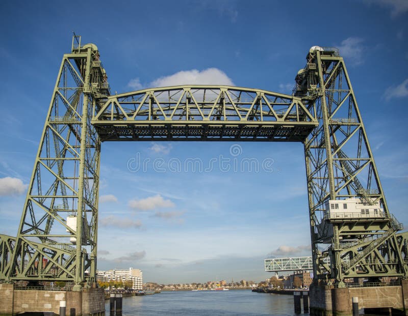 The Old Railraod Bridge in Rotterdam Stock Image - Image of boats ...