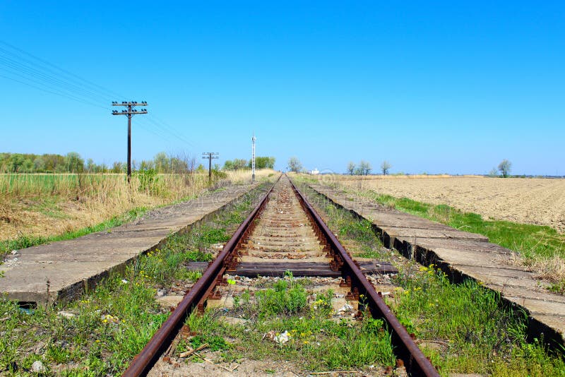 Old Railroad in Eastern Europe Stock Photo - Image of path, perspective ...