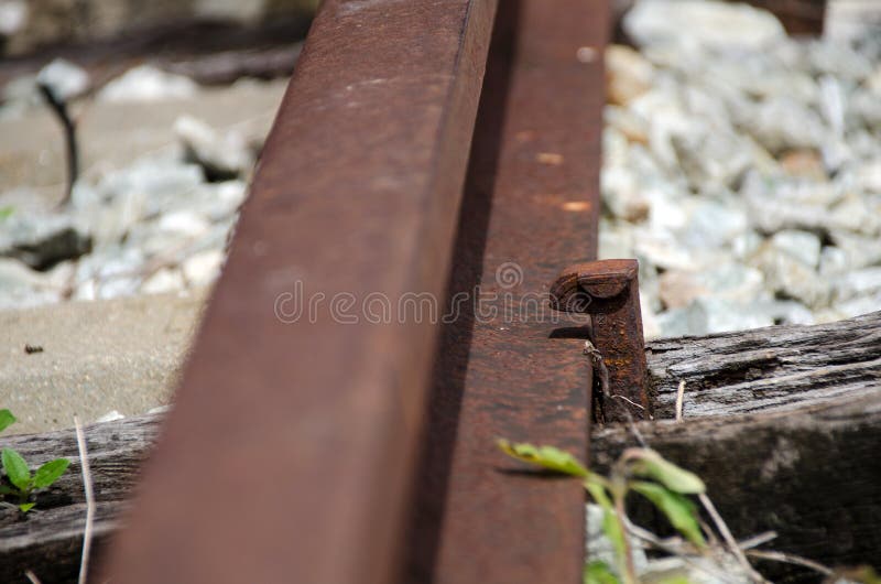 Old Railroad Focus on Pin , Vintage Train Track Stock Image - Image of ...