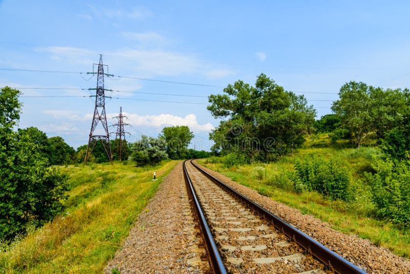 Old Railroad in Forest on Summer Stock Photo - Image of commuting ...