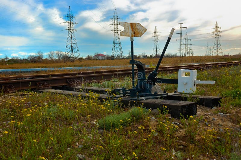 Old Railroad Switching Device Stock Image - Image of control, lever ...