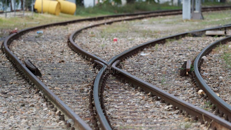 Old Railroad Tracks with Bend To the Right Stock Image - Image of wood ...