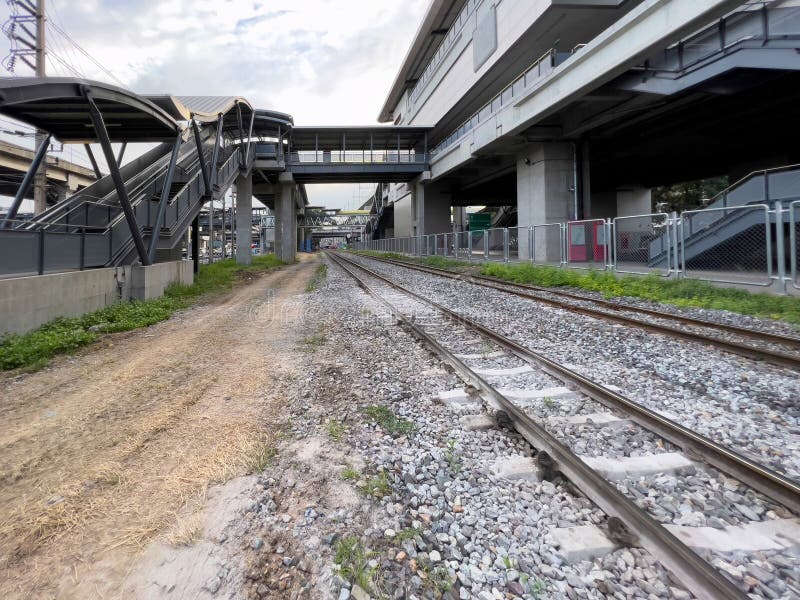 The Old Railroad Tracks Pass Over the Overpass Stock Image - Image of ...