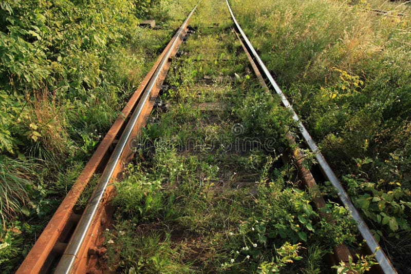 The Old Railway. Abandoned Rusty and Active Railway Track Stock Image ...
