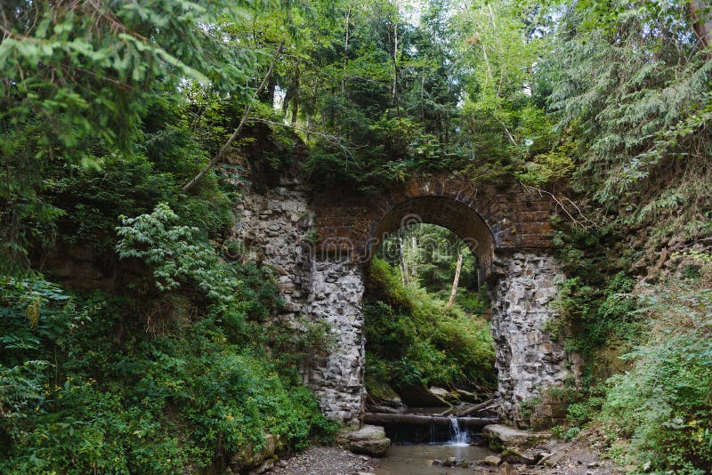 The Old Railway Bridge is Built of Stone. Historic Building Used Stock ...