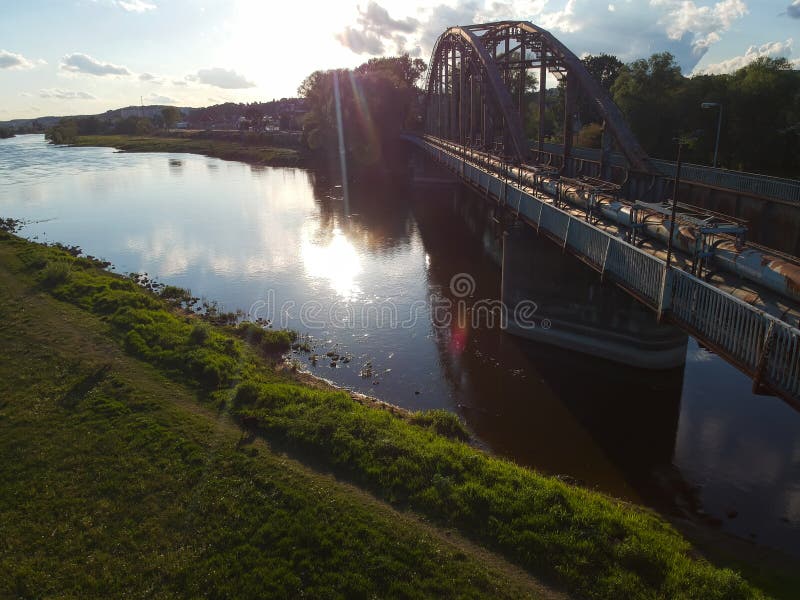 Old Railway Bridge Over the River View from the Height Stock Image ...