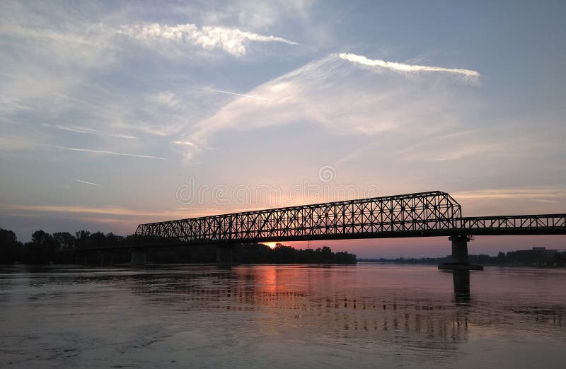 The Old Railway Bridge on the River Sunset Stock Image - Image of sunny ...